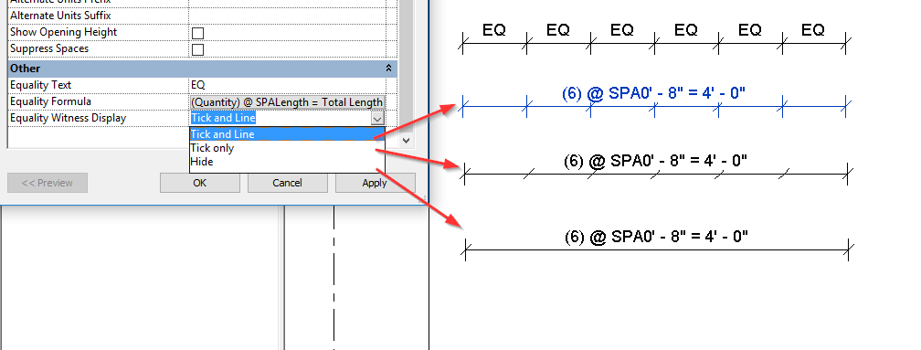 Equality Settings in Revit Dimensions | AGACAD